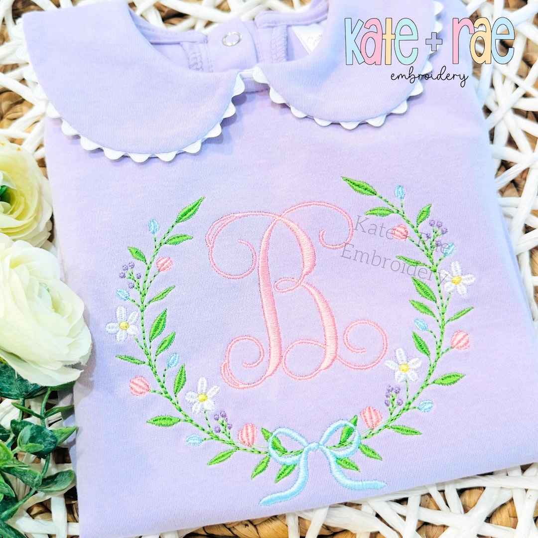 Wildflower Frame Fill Stitch Embroidery Design - Spring Floral Monogram ...