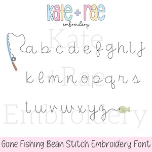 Gone Fishing Bean Stitch Embroidery Font - Fishing Embroidery Font ...