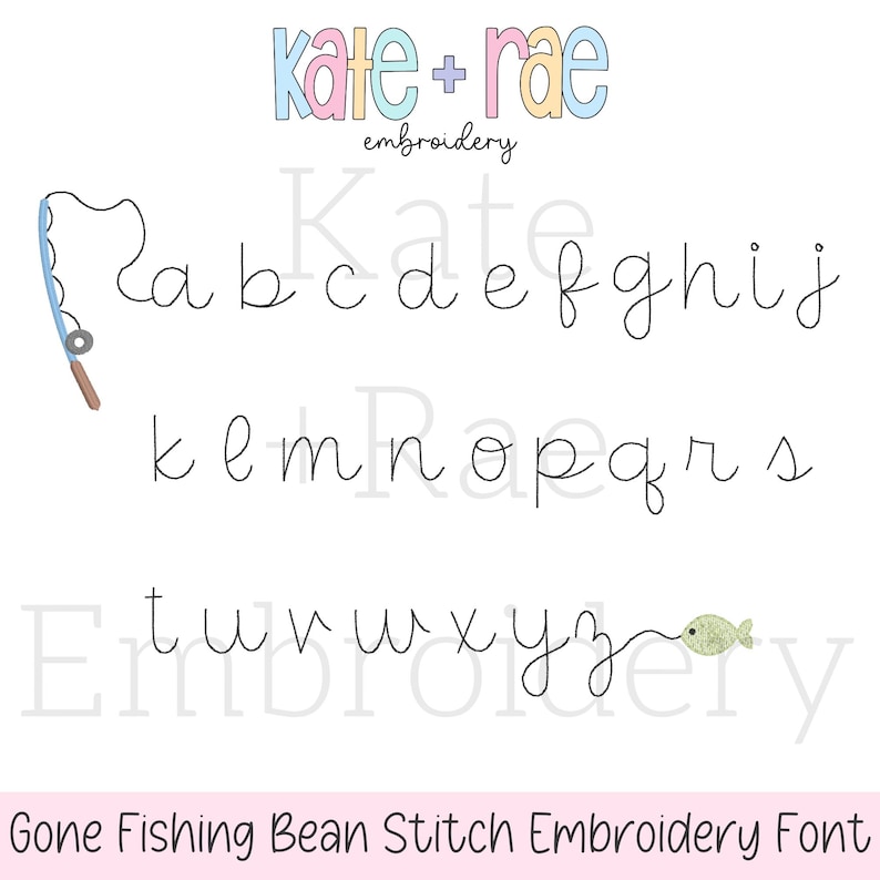 Gone Fishing Bean Stitch Embroidery Font - Fishing Embroidery Font ...