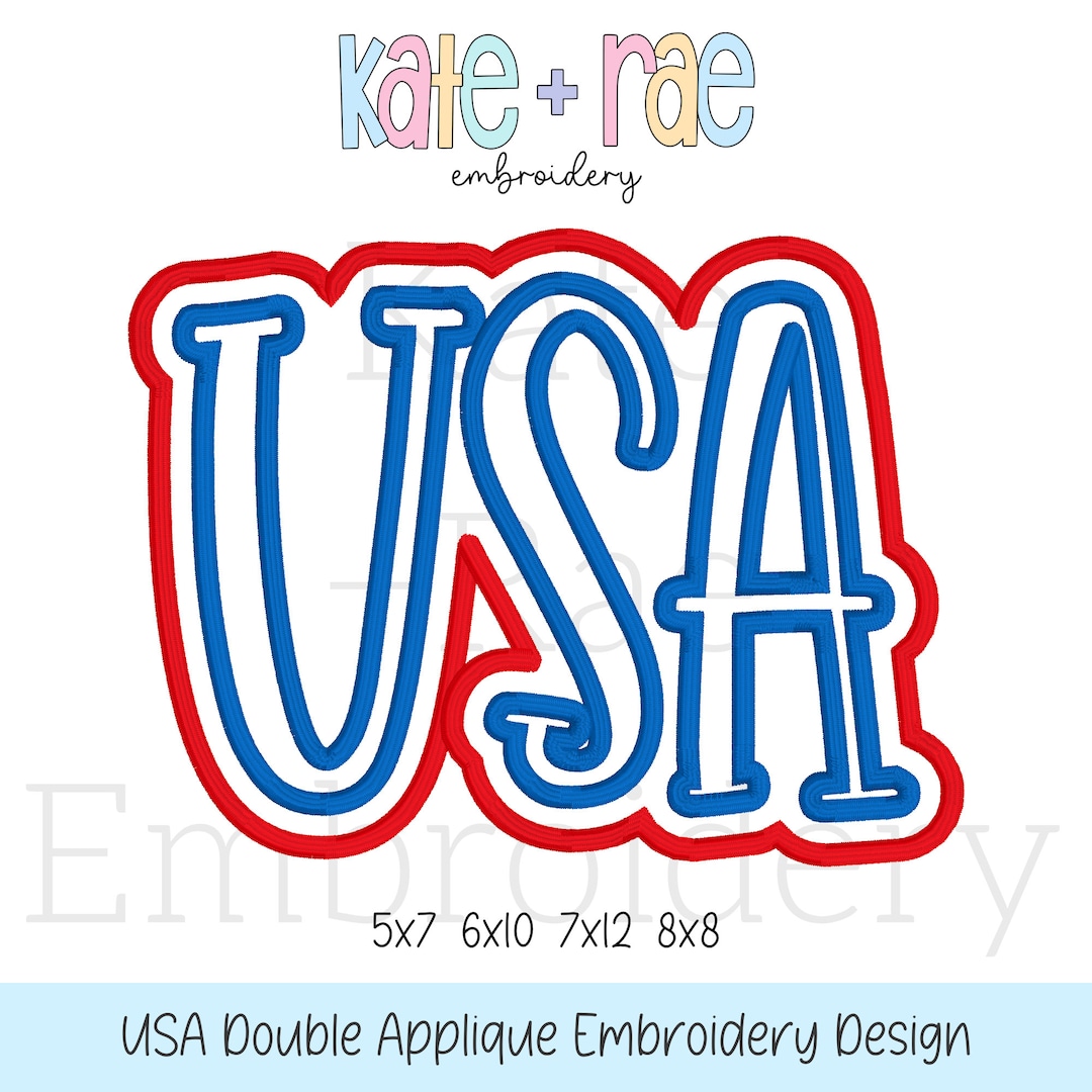 USA Double Satin Stitch Applique - USA Double Applique - USA Embroidery ...