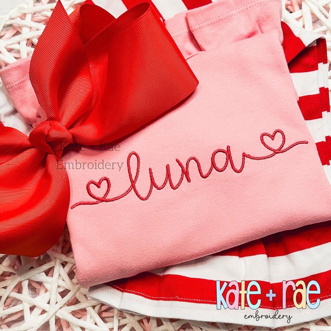 Heart Font Add on Embroidery Design • Heart Script Embroidery Font ...