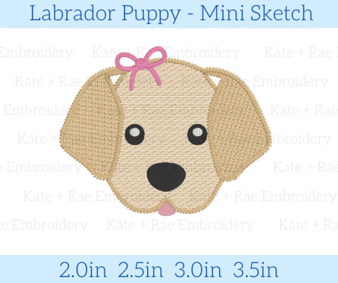Girl Labrador Puppy Mini Sketch Embroidery Design Puppy Mini Sketch ...