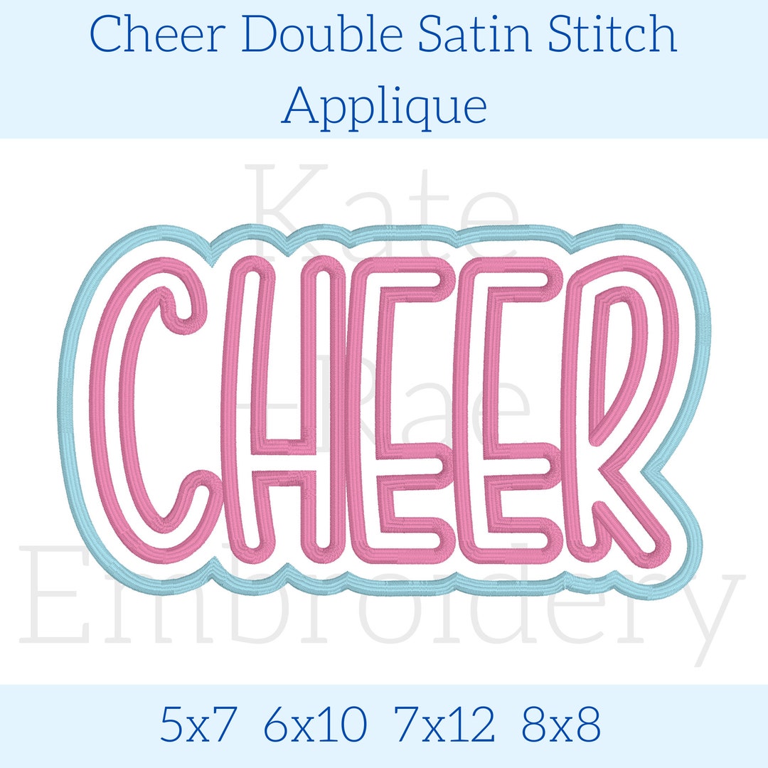 Cheer Double Satin Stitch Applique - Cheer Applique - Cheer Embroidery ...