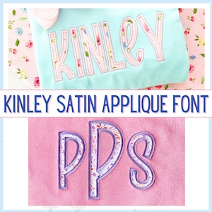 Kinley Satin Stitch Applique Embroidery Font - Satin Stitch Embroidery ...