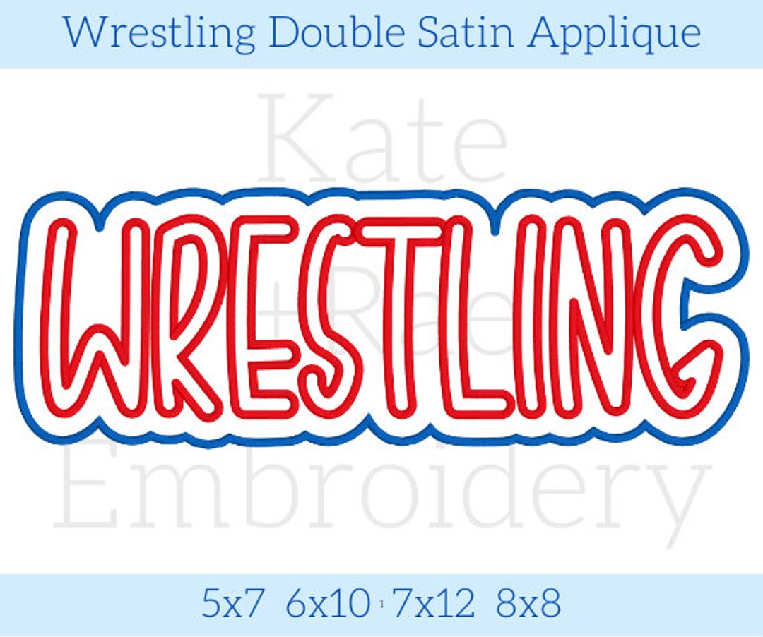 Wrestling Double Satin Stitch Applique - Wrestling Applique - Wrestling ...