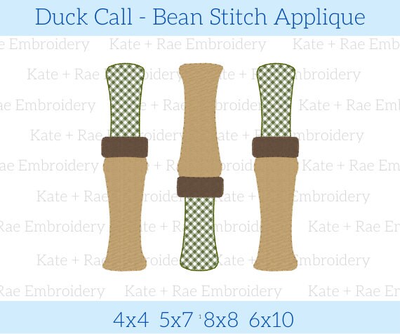 Duck Call Bean Applique Embroidery Design Duck Hunting Embroidery ...
