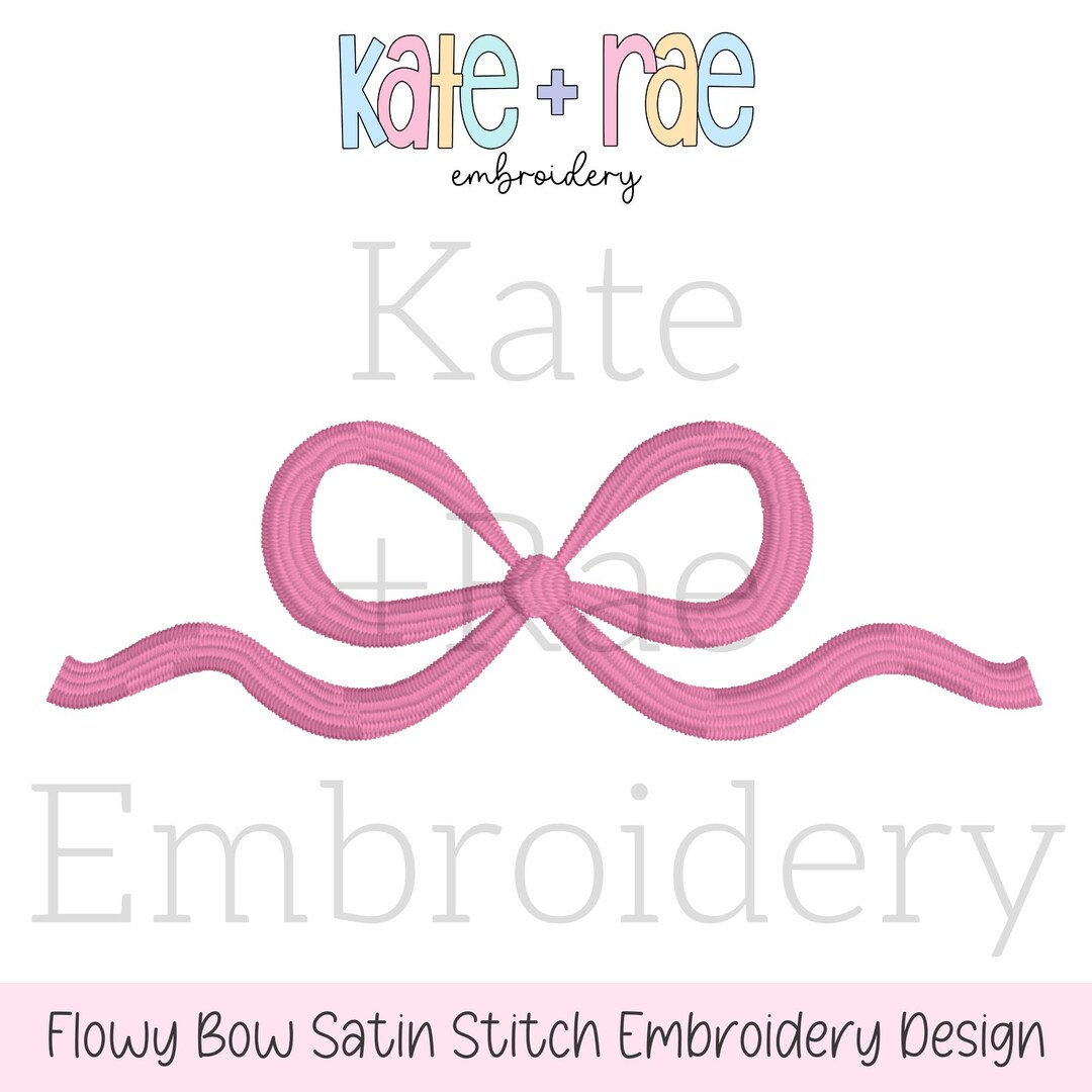 Flowy Bow Satin Stitch Embroidery Design • Coquette Bow Embroidery ...