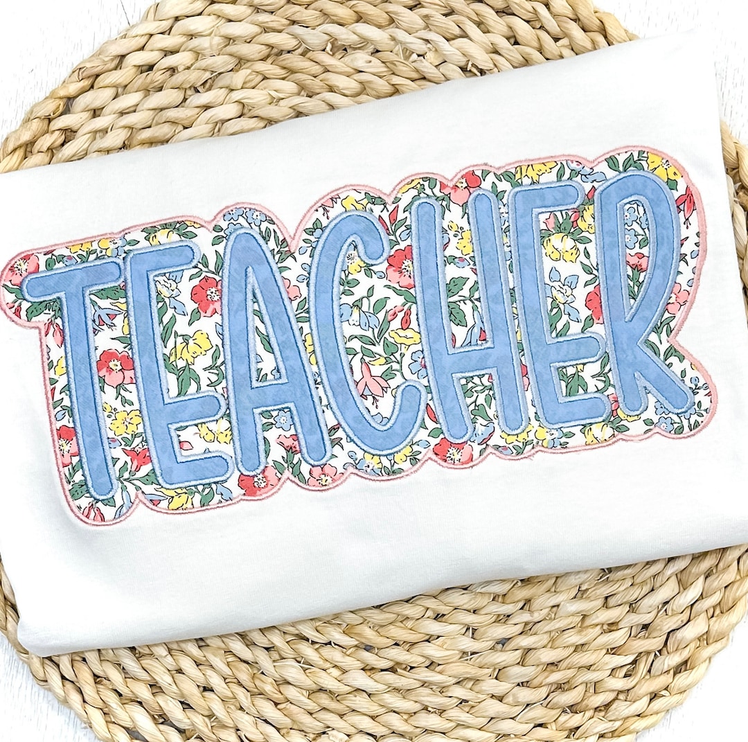 Teacher Double Satin Stitch Applique - Teacher Applique - Teacher ...