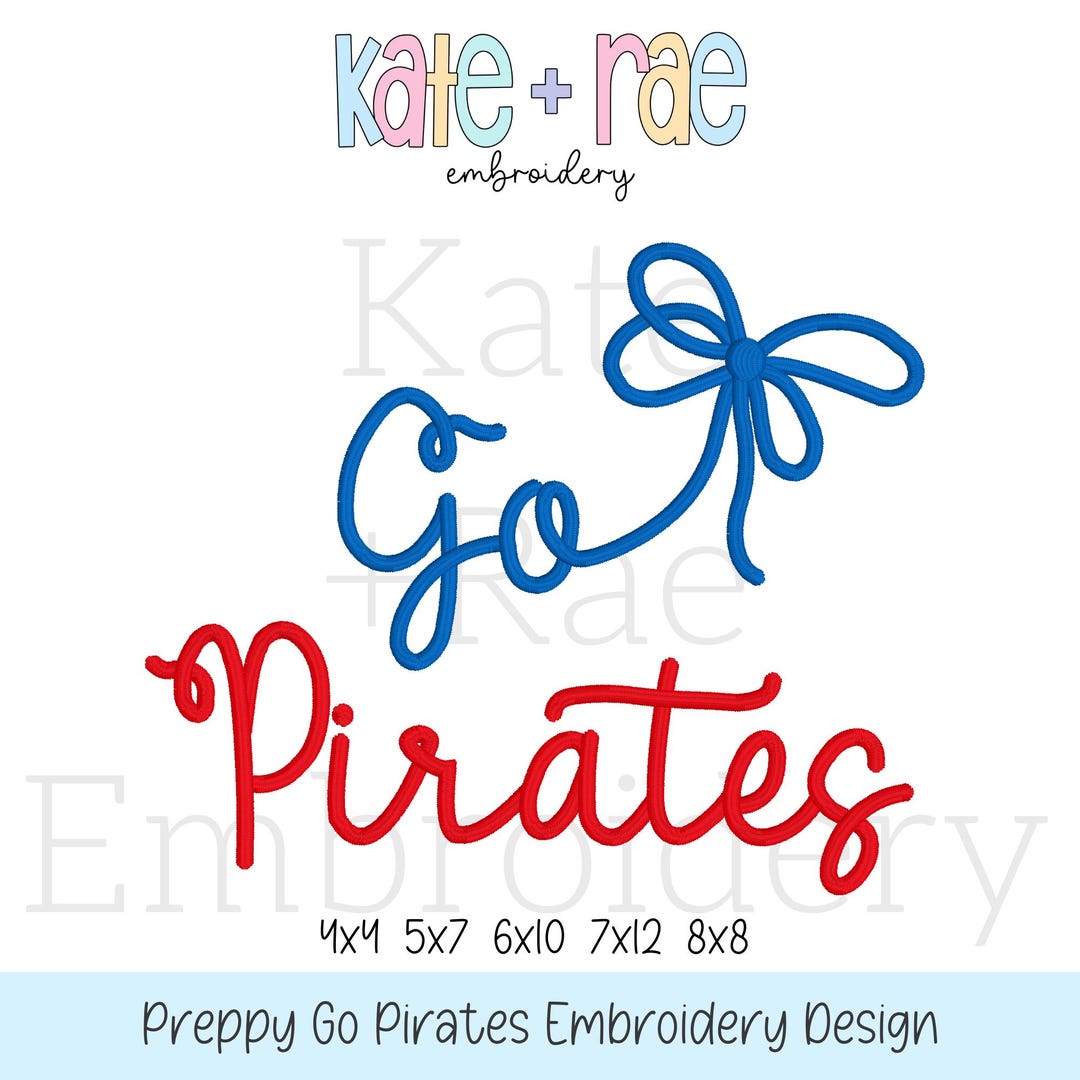 Preppy Pirates Embroidery Design - Go Pirates Embroidery Design ...