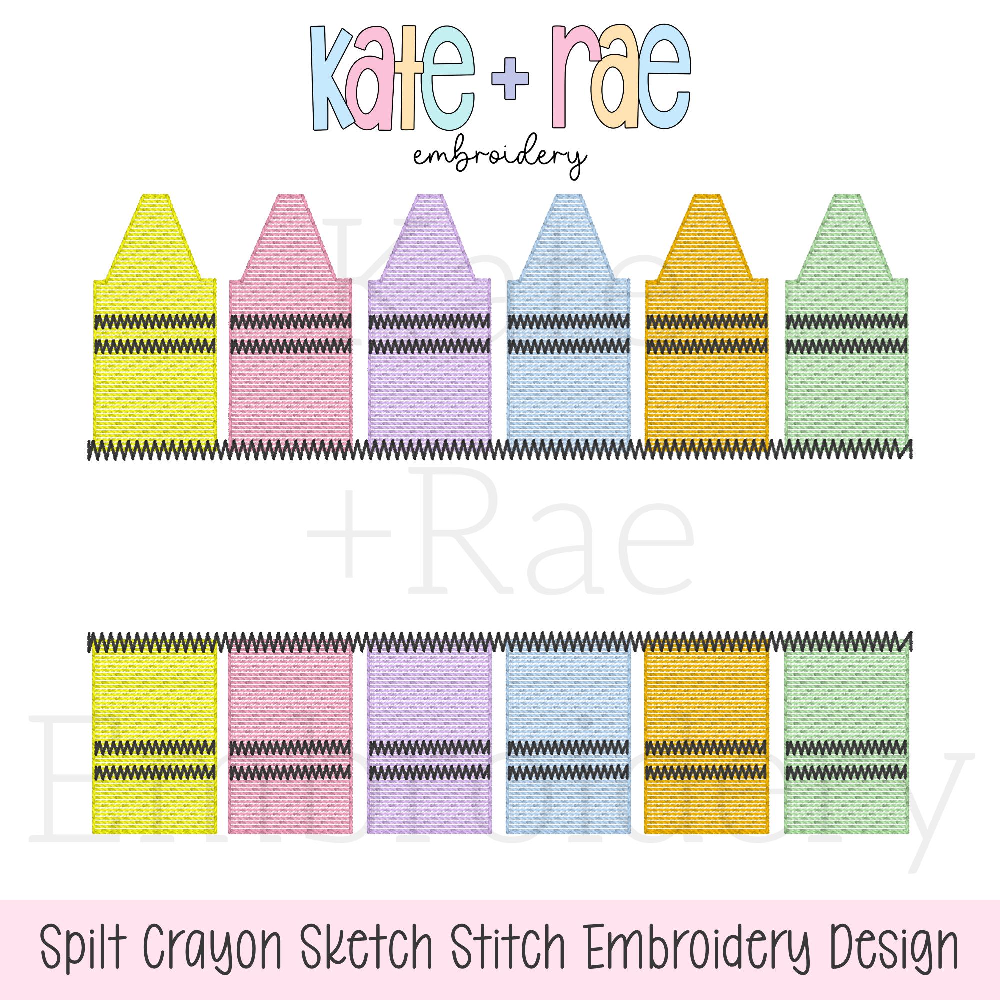 Split Crayon Sketch Stitch Embroidery Design • Crayon Embroidery Design ...