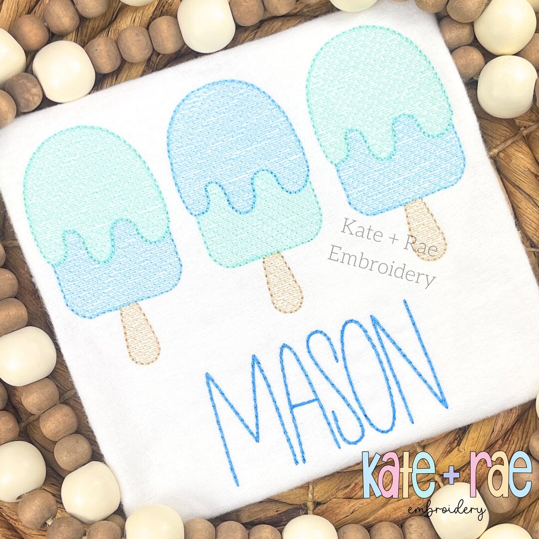 Boy Popsicle Trio Textured Sketch Stitch Embroidery Design • Summer ...