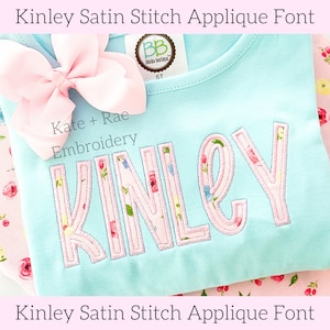 Kinley Satin Stitch Applique Embroidery Font - Satin Stitch Embroidery ...
