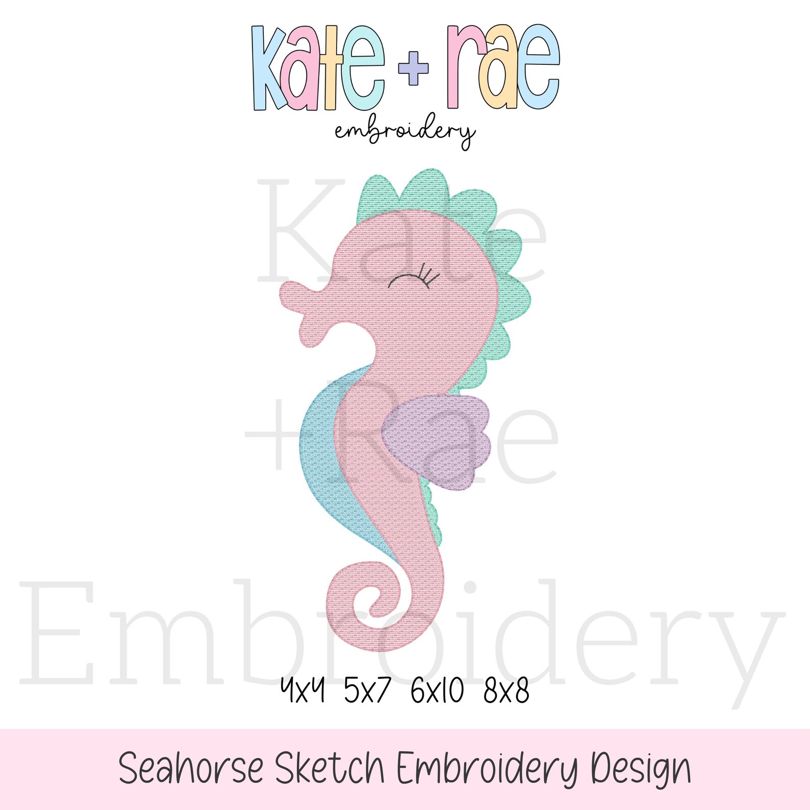 Seahorse Sketch Stitch Embroidery Design - Seahorse Embroidery Design ...