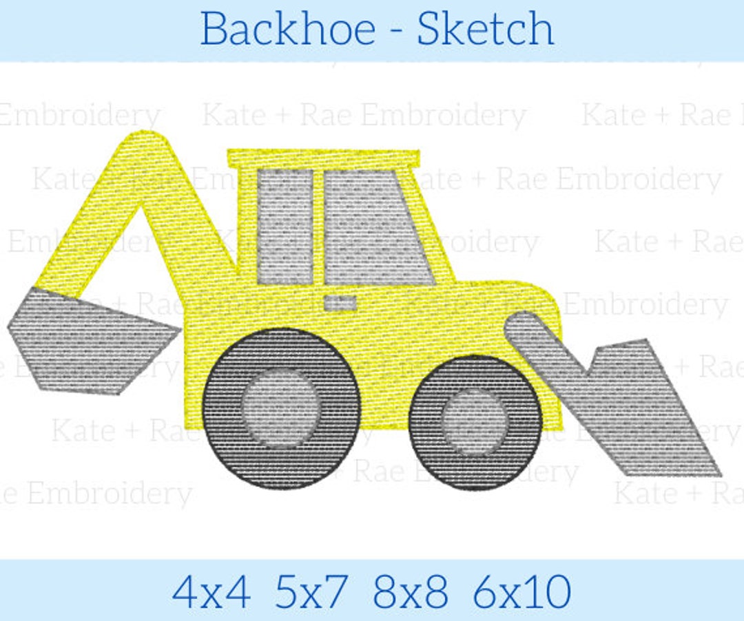 Backhoe Sketch Embroidery Design - Tractor Sketch Embroidery Design ...