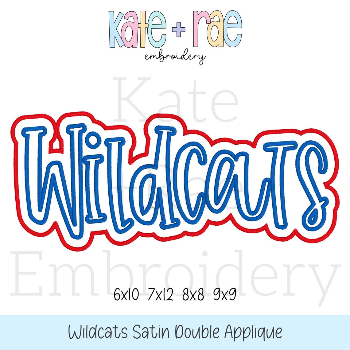 Wildcats Double Satin Applique Embroidery Design - Wildcats Applique ...