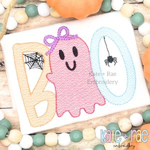 Girls Boo Sketch Stitch Embroidery Design - Girls Halloween Sketch ...