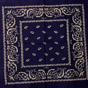 XL 27inch Dark Blue Paisley Pattern Print 100% Cotton Bandana - Etsy