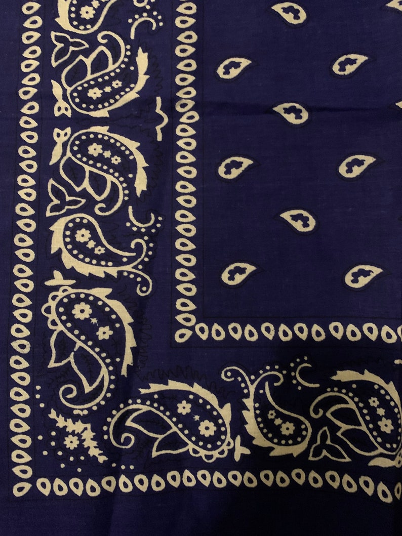 XL 27inch Dark Blue Paisley Pattern Print 100% Cotton Bandana - Etsy