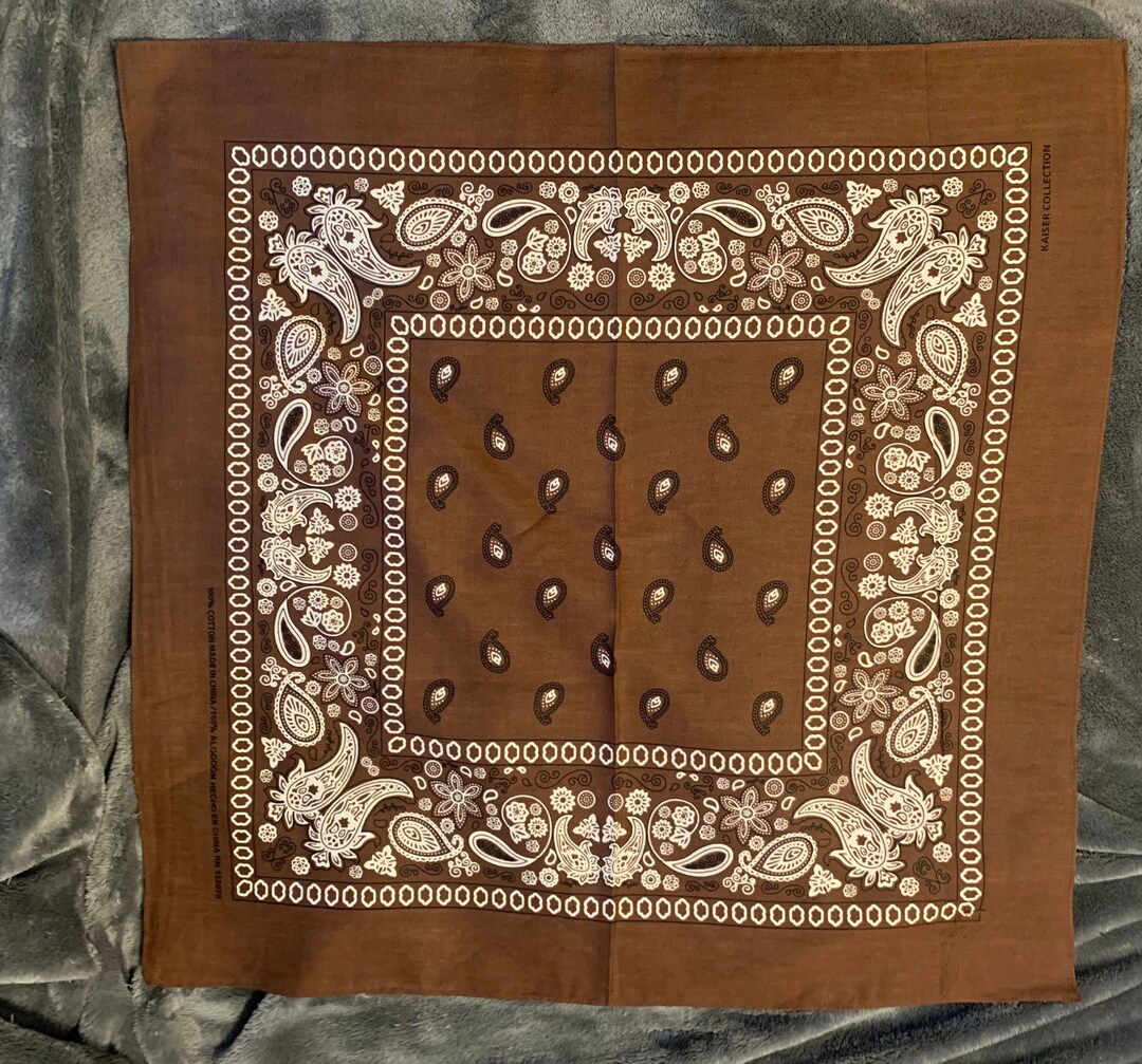 XL 27 in Brown Paisley Pattern Print 100% Cotton Scarf - Etsy