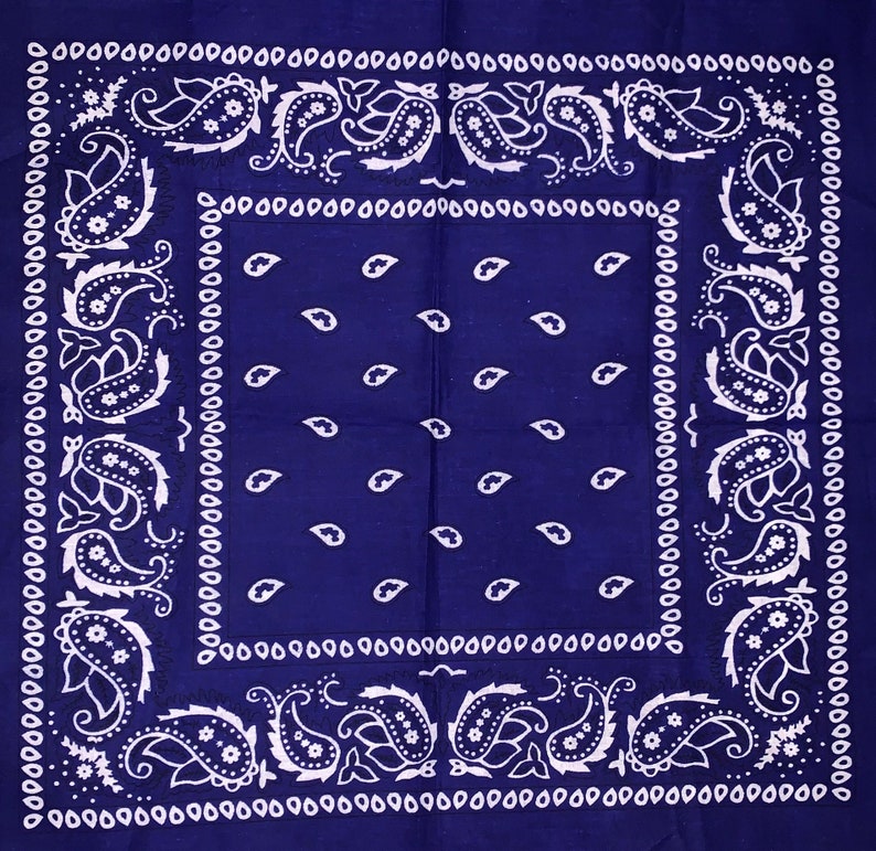 XL 27inch Dark Blue Paisley Pattern Print 100% Cotton Bandana - Etsy