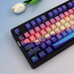 SUNSET Cute Gradient PBT OEM Keycap Set for Mechanical Keyboard Oem ...