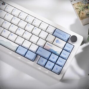 Cute Blue & White Ocean PBT XDA Keycaps Set for Mechanical Keyboard ...