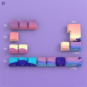 SUNSET Cute Gradient PBT OEM Keycap Set for Mechanical Keyboard Oem ...