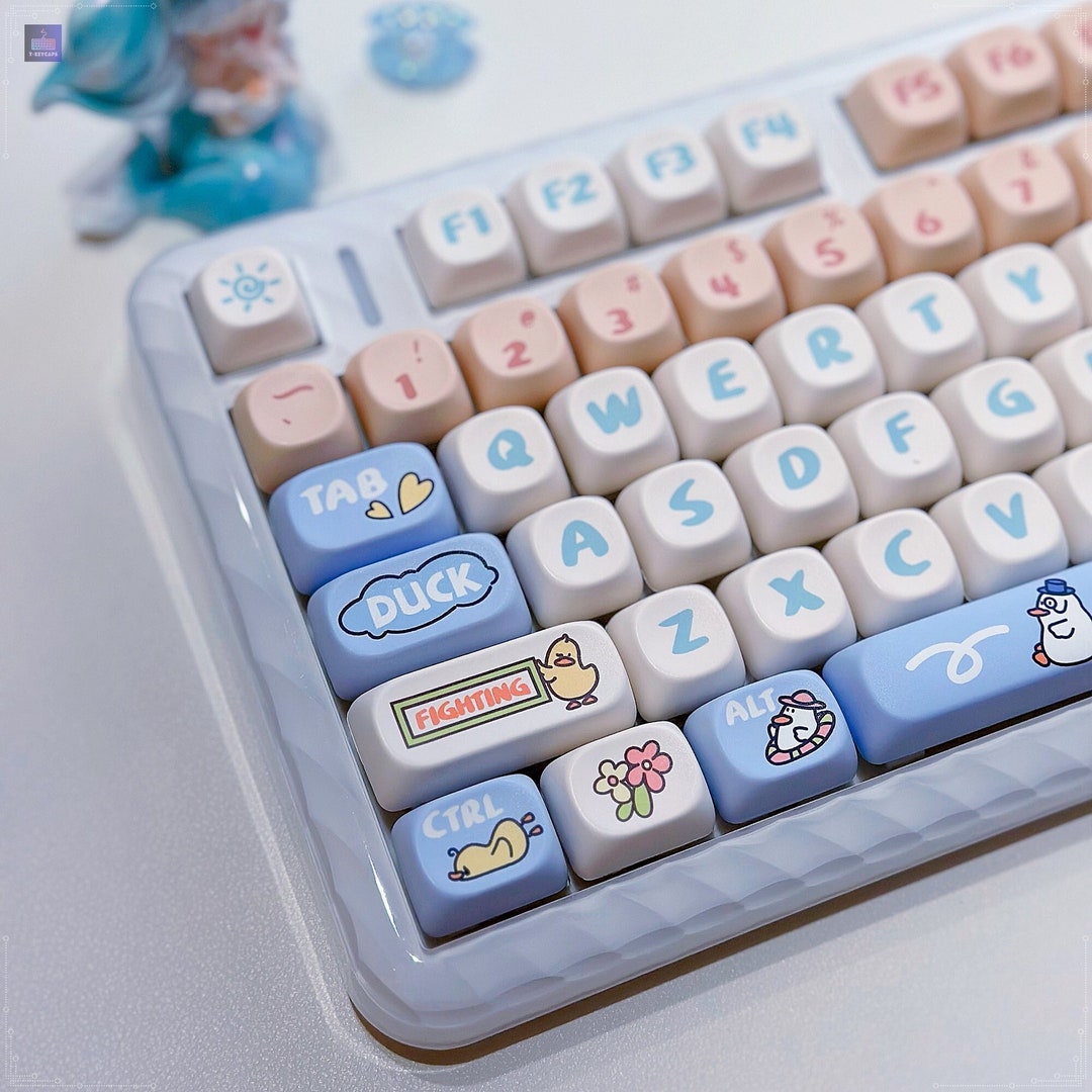 BORING DUCK Cute PBT Moa Kawaii Keycaps Set for Mechanical Keyboard Moa ...