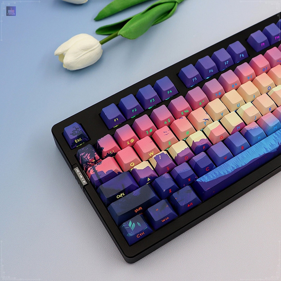 SUNSET Cute Gradient PBT OEM Keycap Set for Mechanical - Etsy
