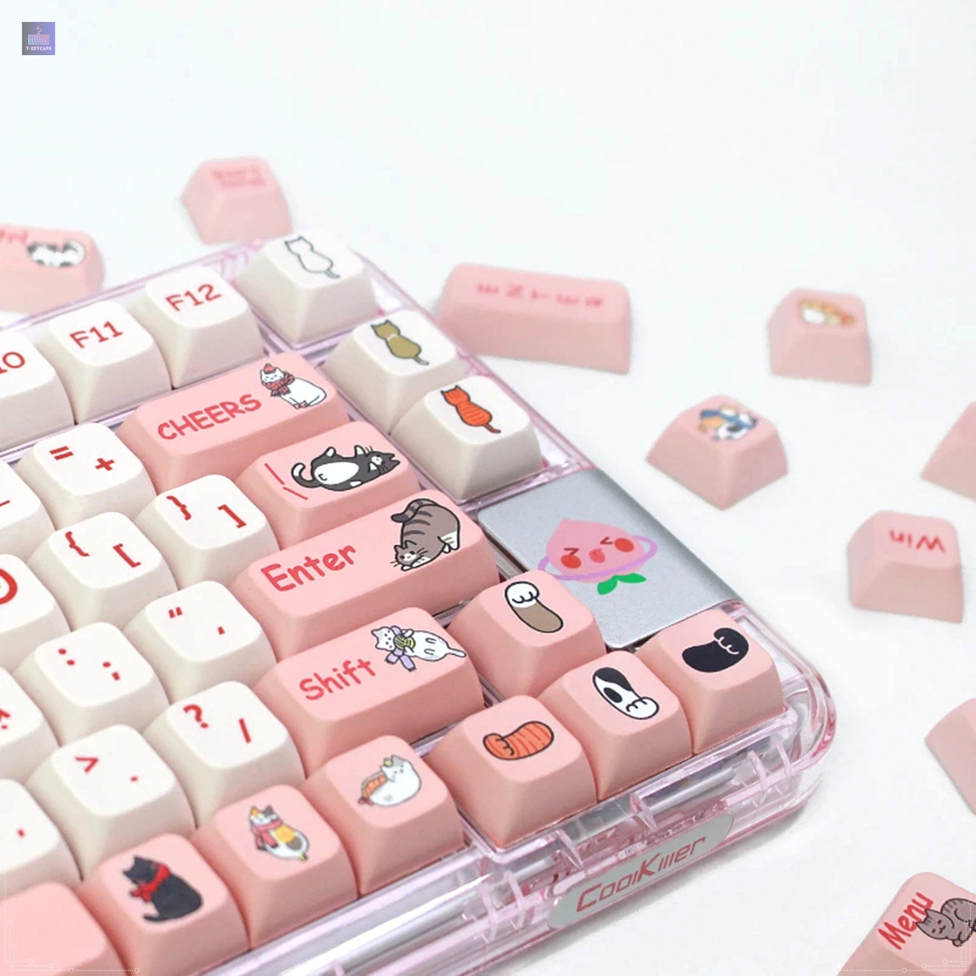 CAT PLANET Cute Pink PBT Xda Keycap Set for Mechanical - Etsy