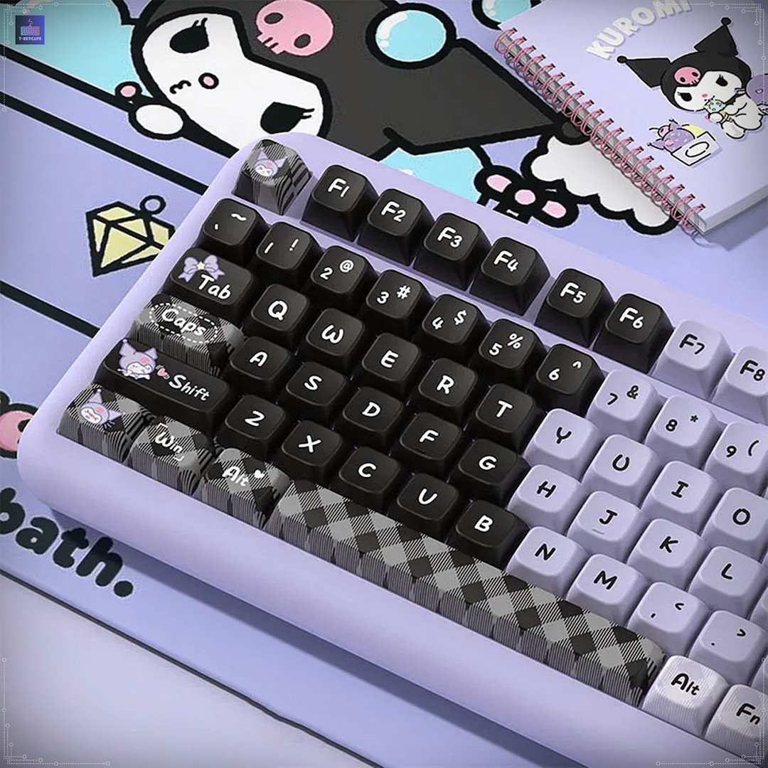 Cool Sanrio Kuromi PBT ISO Juego de teclas para teclado mecánico Perfil ...