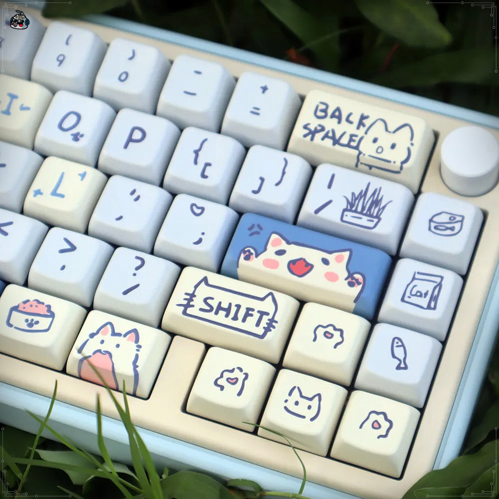 Cute Blue PBT ISO Kawaii Cat Keycaps Set for Mechanical - Etsy