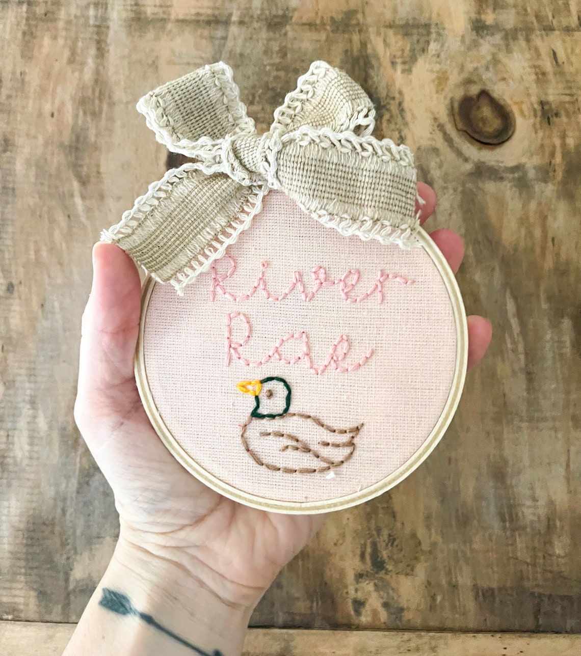 Hand Embroidered Duck Keepsake pink Edition - Etsy