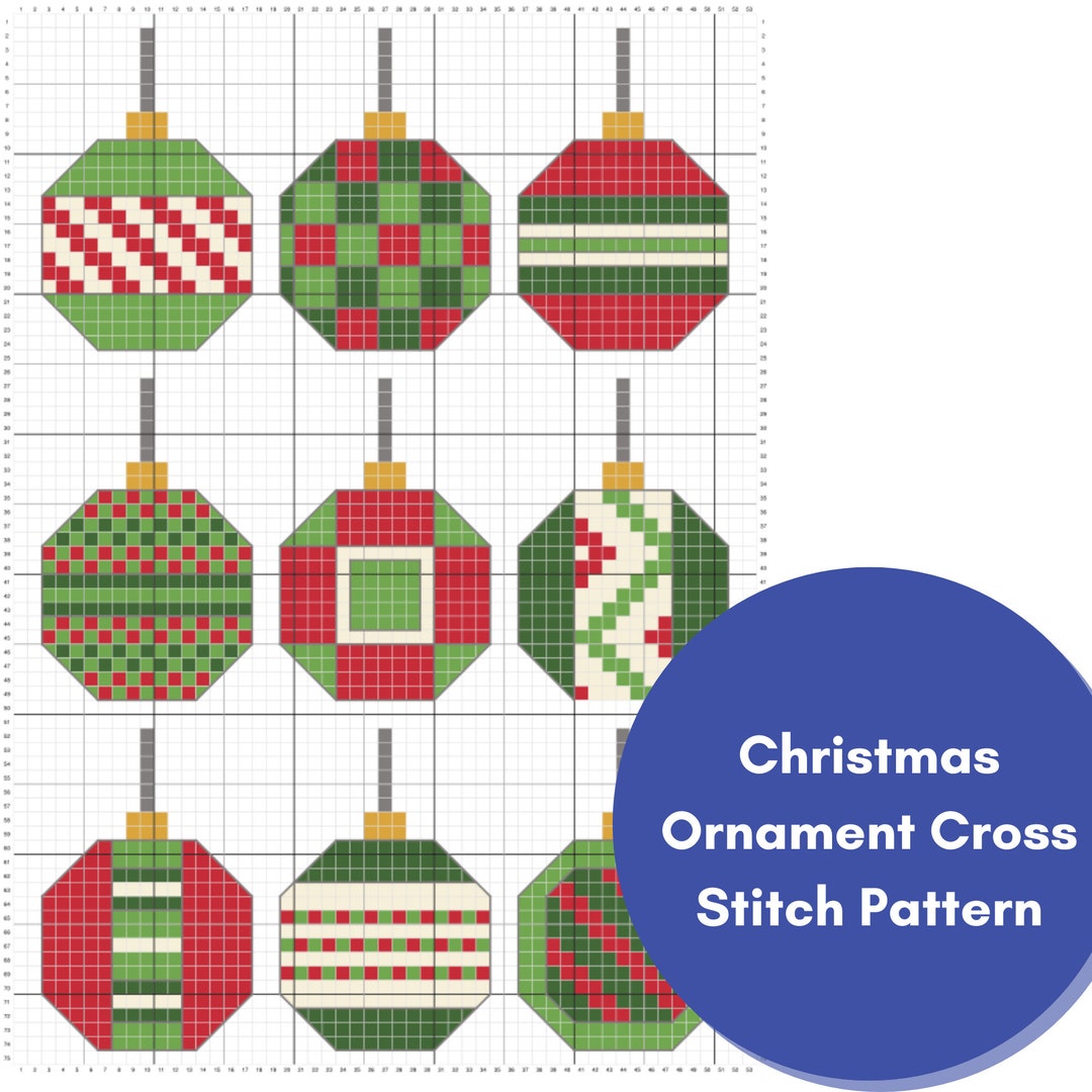 Christmas Ornament Set Cross Stitch Pattern, Digital PDF Download - Etsy