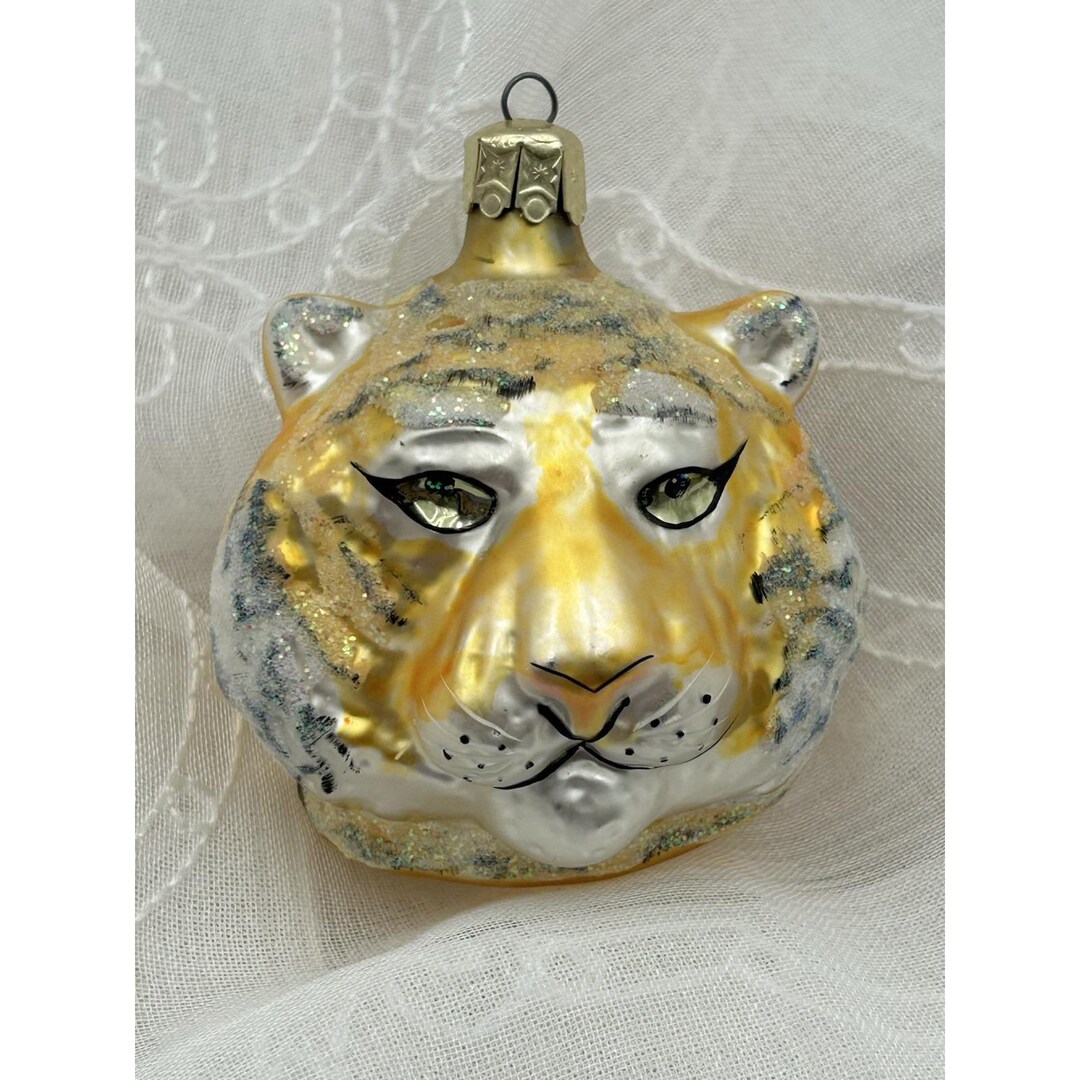 Christopher Radko Gold Tiger Head Christmas Ornament RETIRED VINTAGE ...