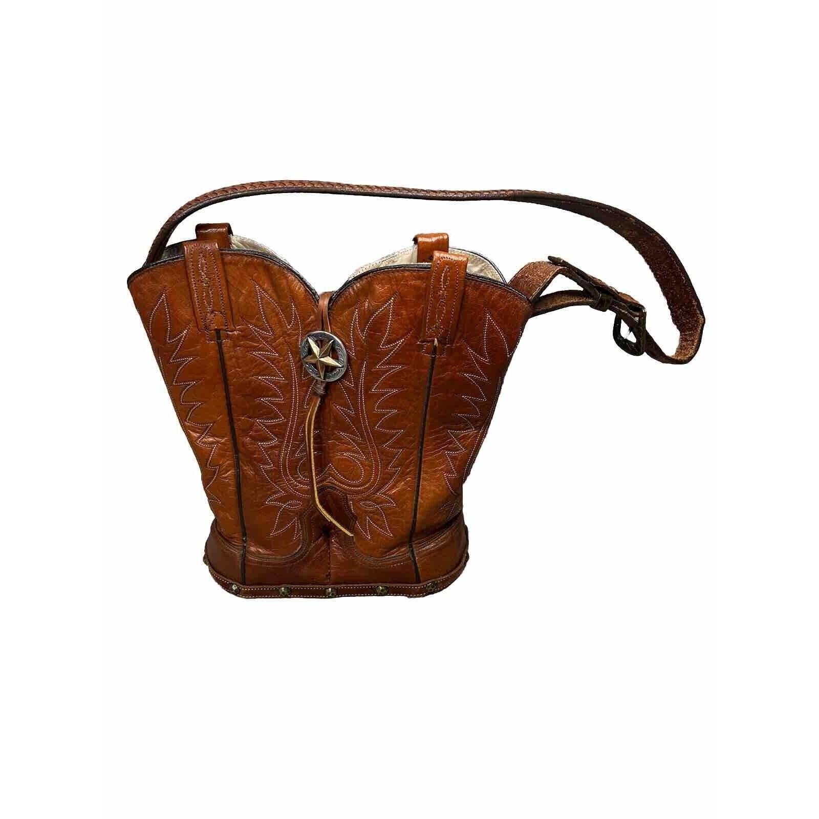 Rare Vintage Dan Post Distressed Leather Cowboy Boot Purse W/belt ...