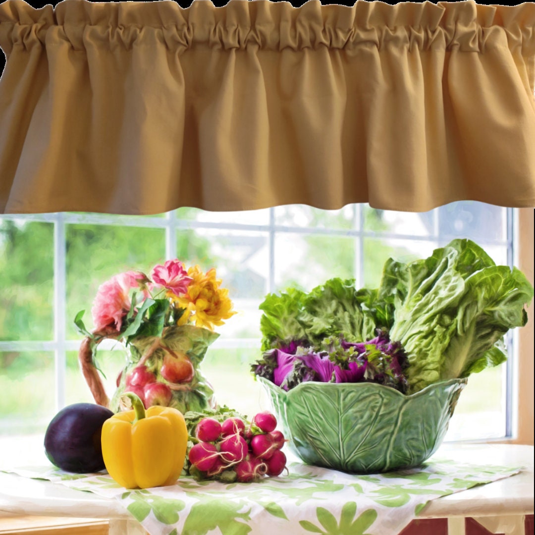 Solid Saffron Yellow Valance Curtain, Window Treatment. Window Decor ...