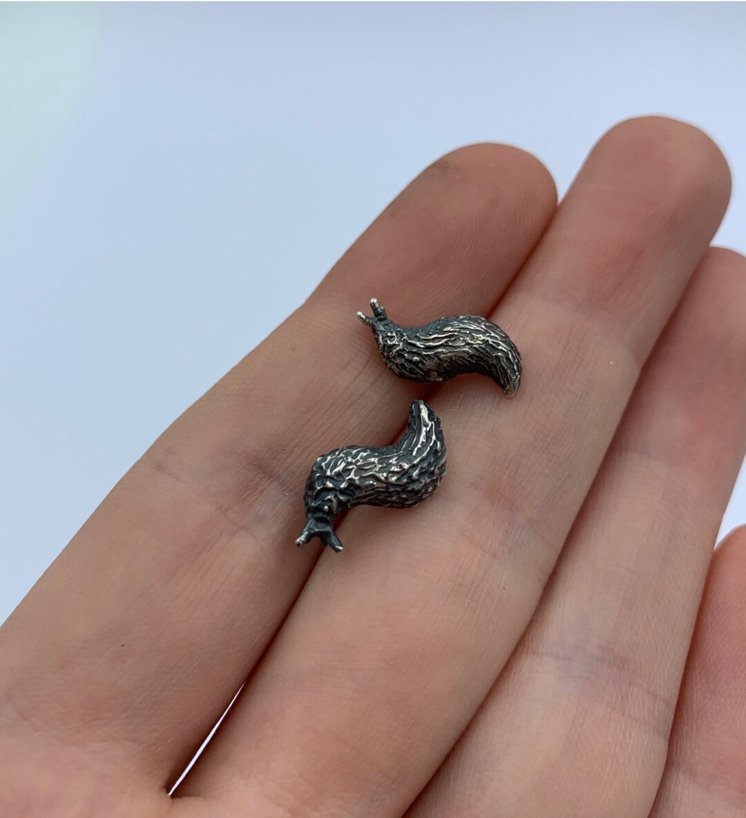 Sister Slugs, Sterling Silver Slug Studs, Slug Earrings, Handcarved ...