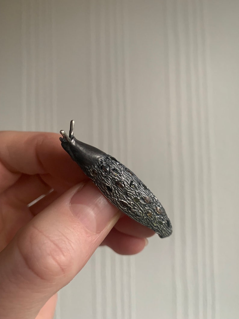 Dark Peridot Sterling Silver Slug Brooch - Etsy