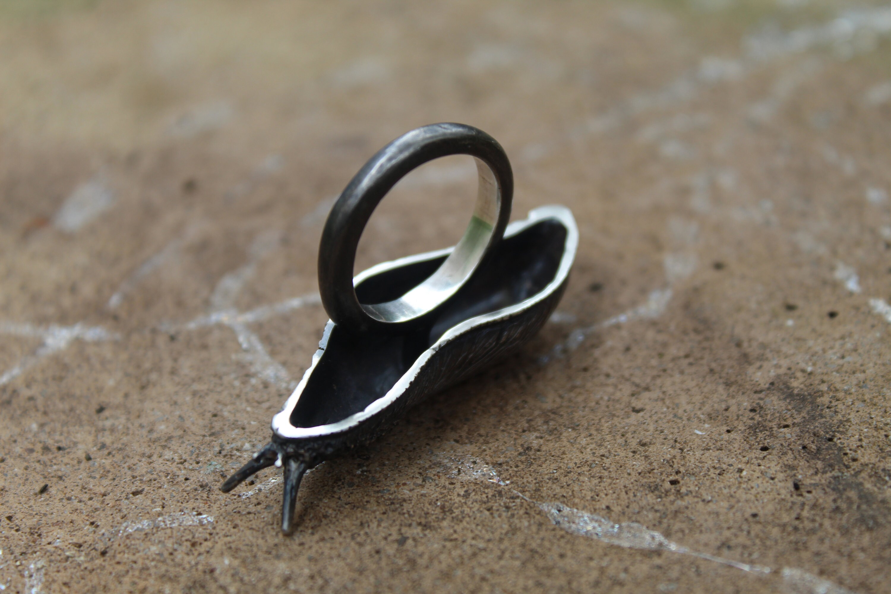 Slug Ring, Sterling Silver Slug Crawling Over Hand - Etsy