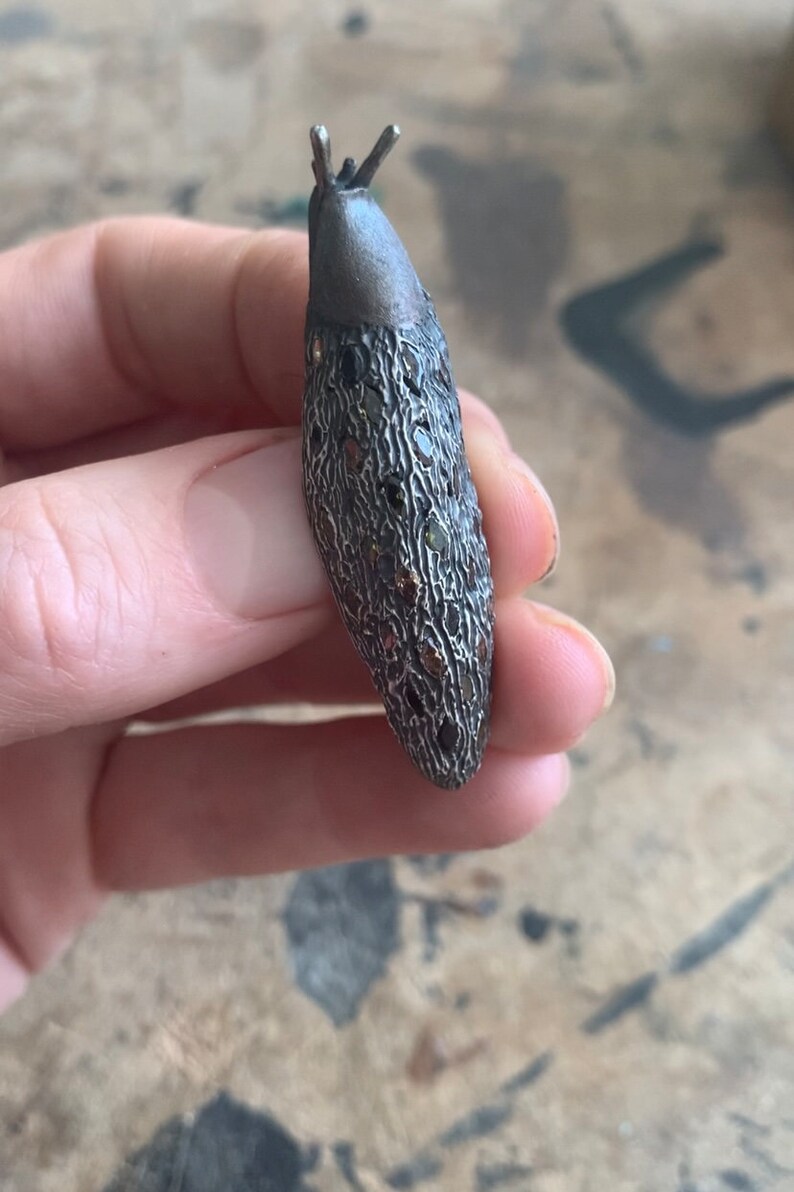 Dark Peridot Sterling Silver Slug Brooch - Etsy