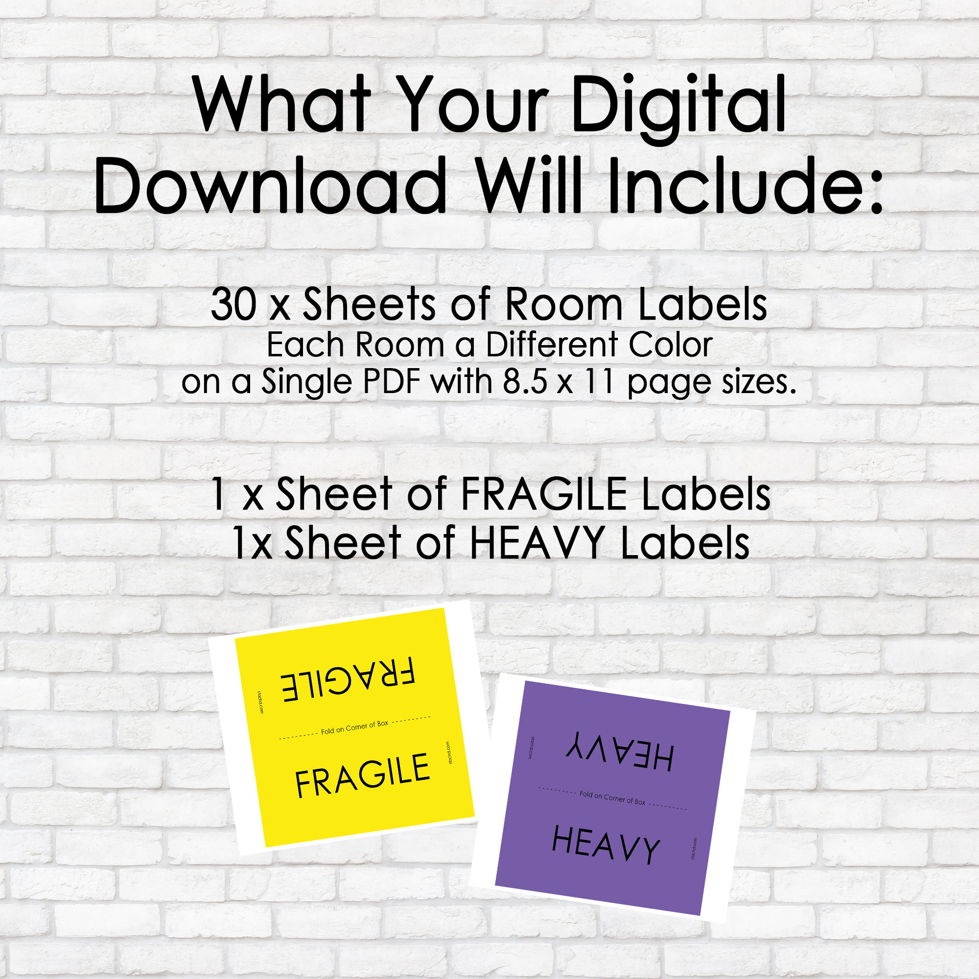 Printable Moving Box Labels, 30 Rooms, Multi Colored, Digital Download ...