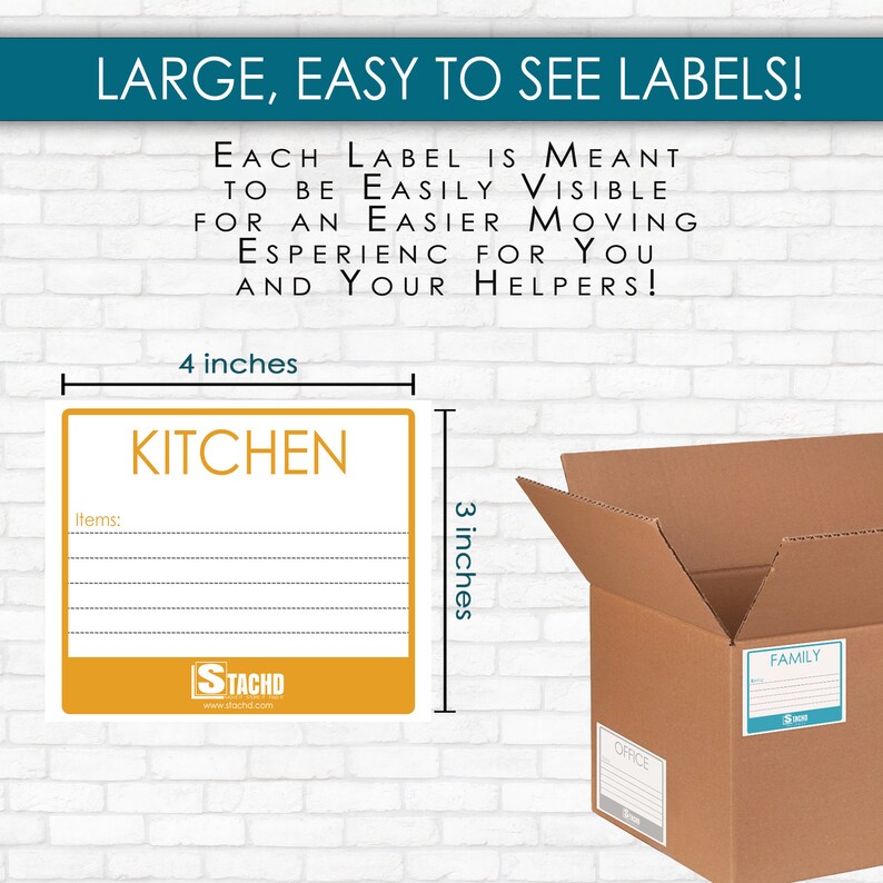 Printable Moving Box Labels, 30 Rooms, Multi Colored, Digital Download ...