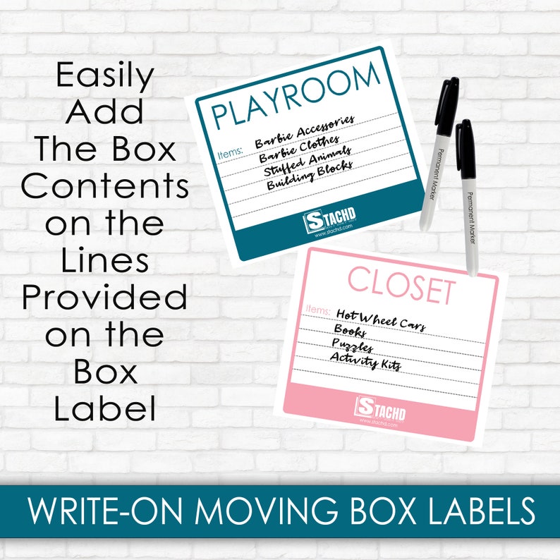 Printable Moving Box Labels, 30 Rooms, Multi Colored, Digital Download ...