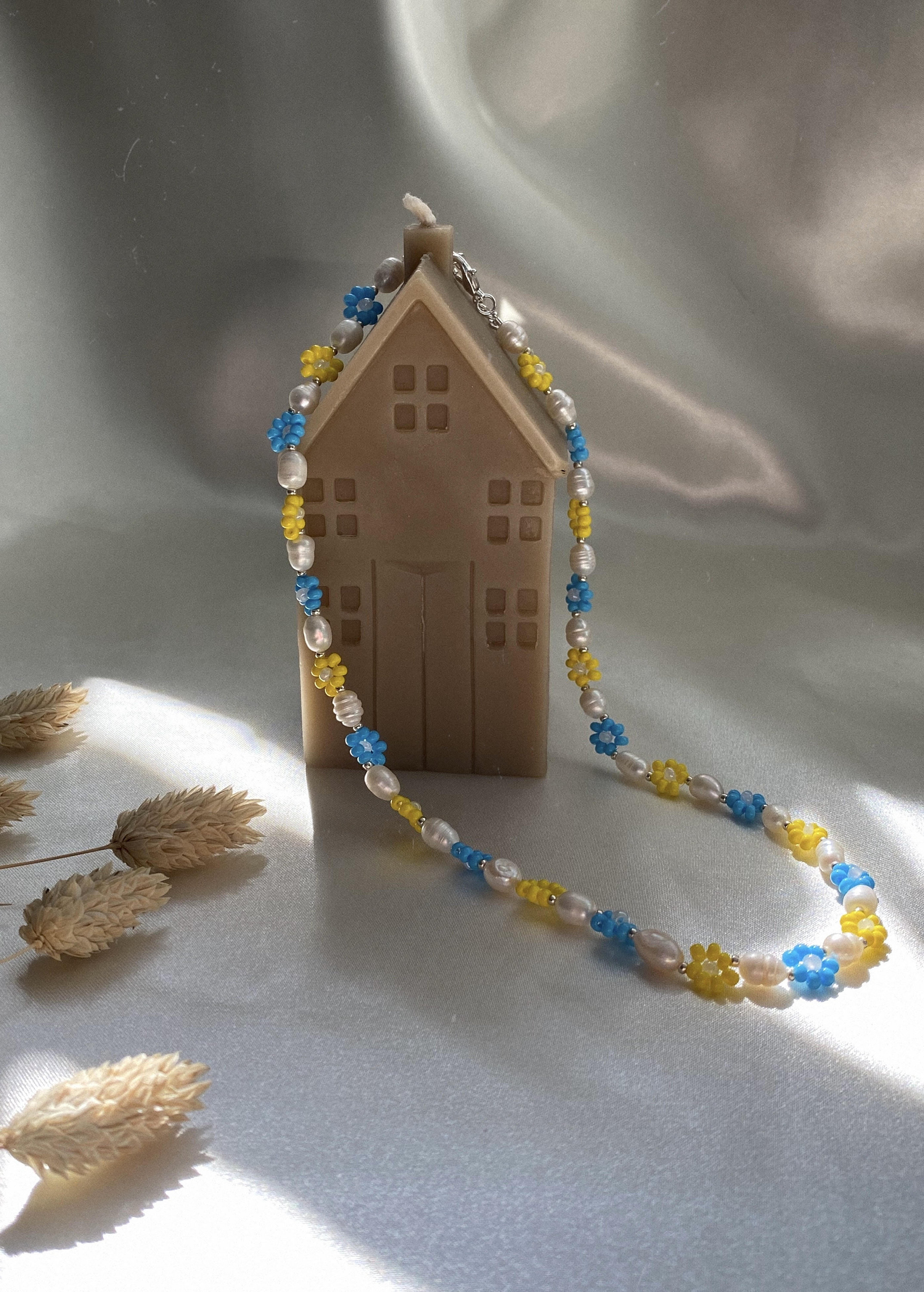 Ukrainian Necklace, Ukraine Flag Necklace, Standwithukraine, 50% ...