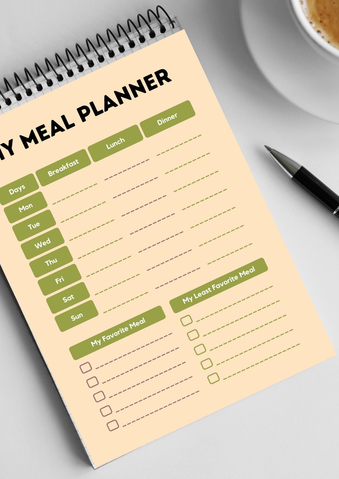 Meal Planner | Daily Planner | Grocery List | Daily Meal Planner | Meal ...