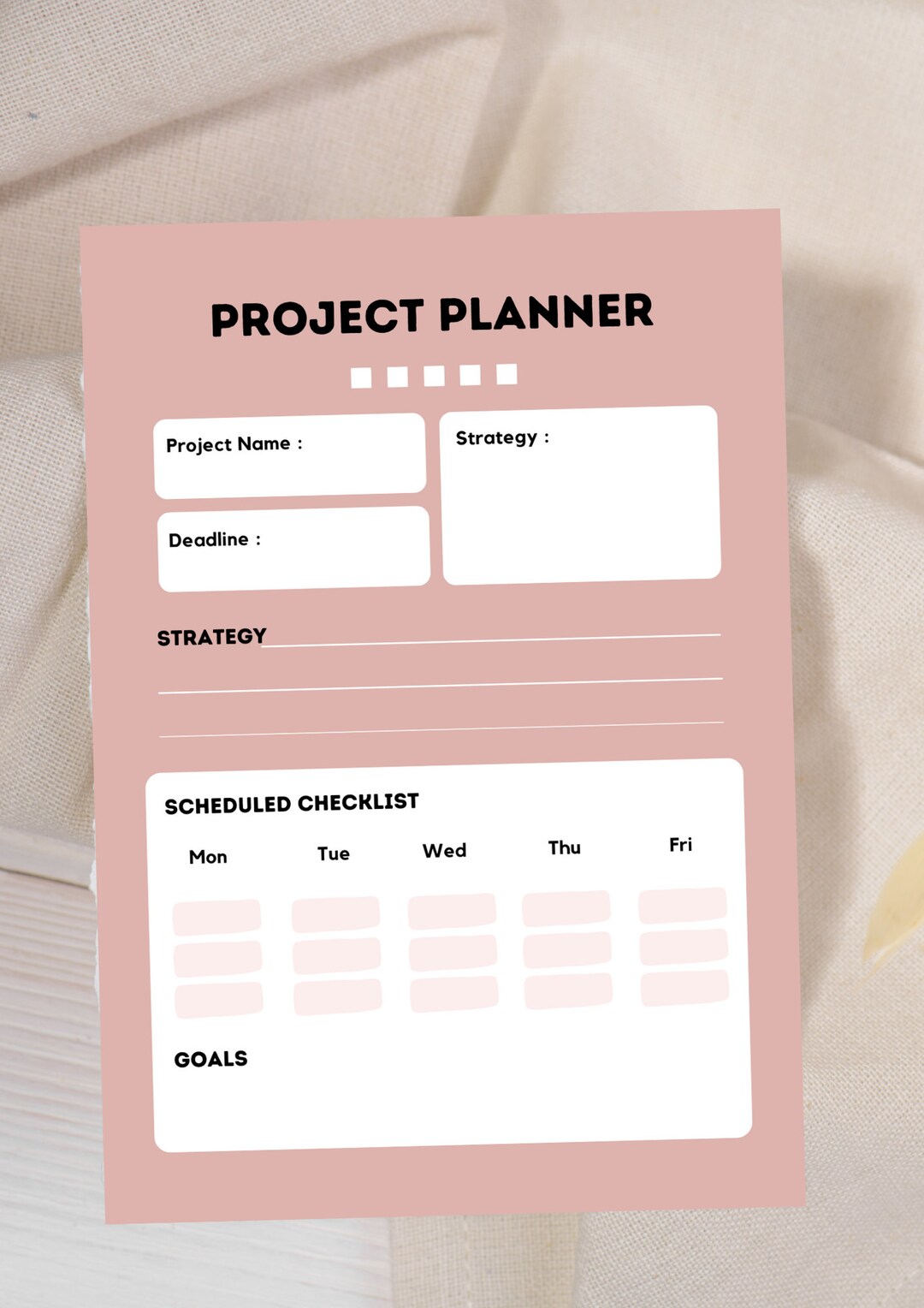 Project Planner | Daily Schedule Checklist (digital Download) - Etsy