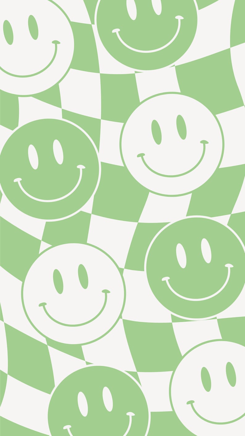 Groovy Green Smiley Face Phone Wallpaper Digital Download - Etsy