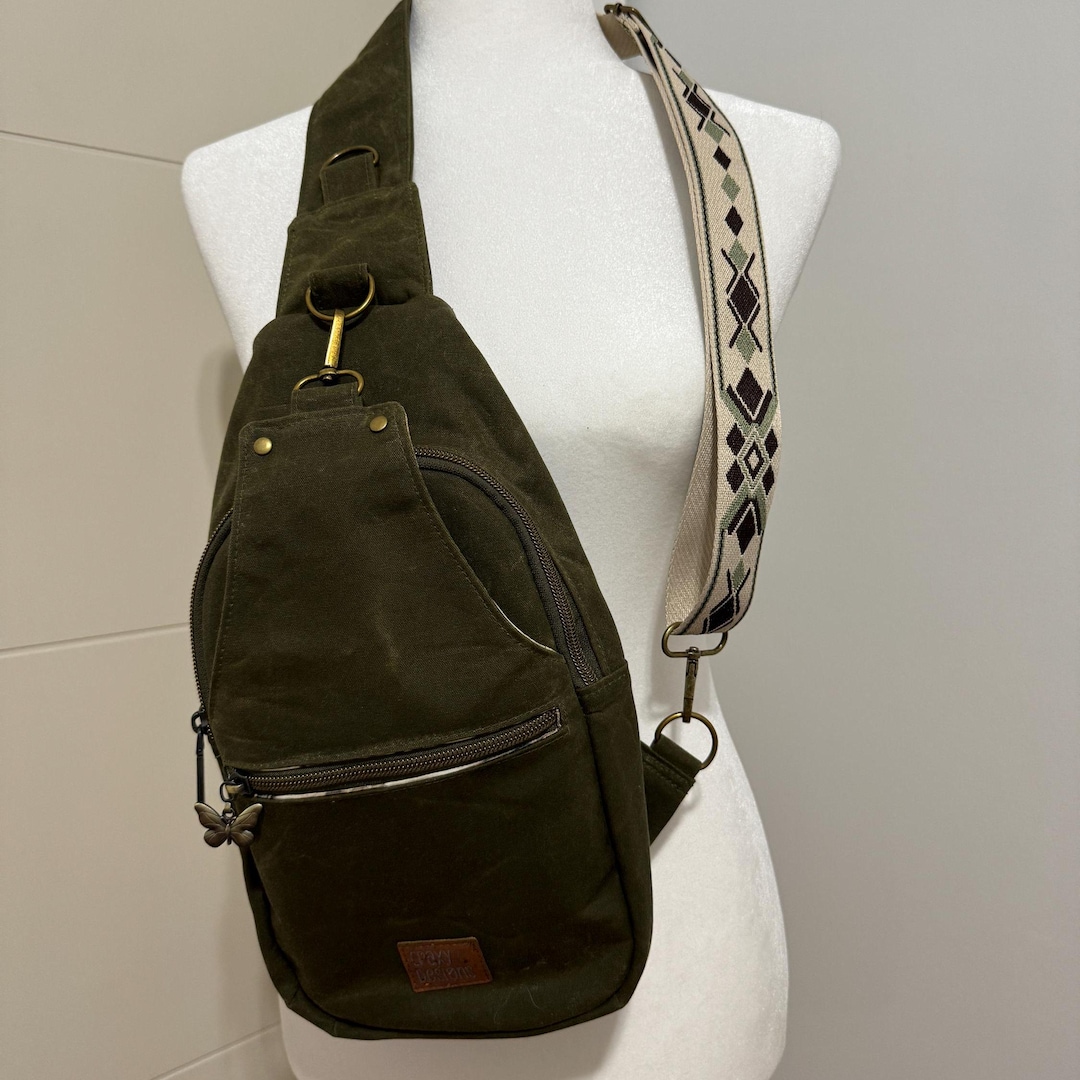 Retro Sling Bag/waxed Canvas Sling Bag - Etsy