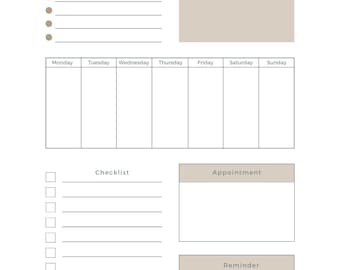 Daily Schedule Planner Printable PDF Sheet 8.5 X 11 Pastel Minimalist ...
